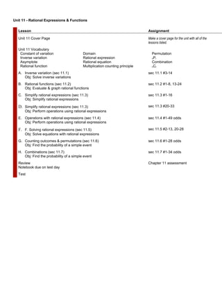 101 Algebra 1 Lessons | DOC