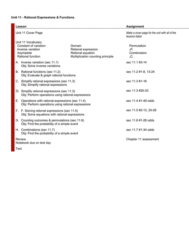 101 Algebra 1 Lessons | DOC