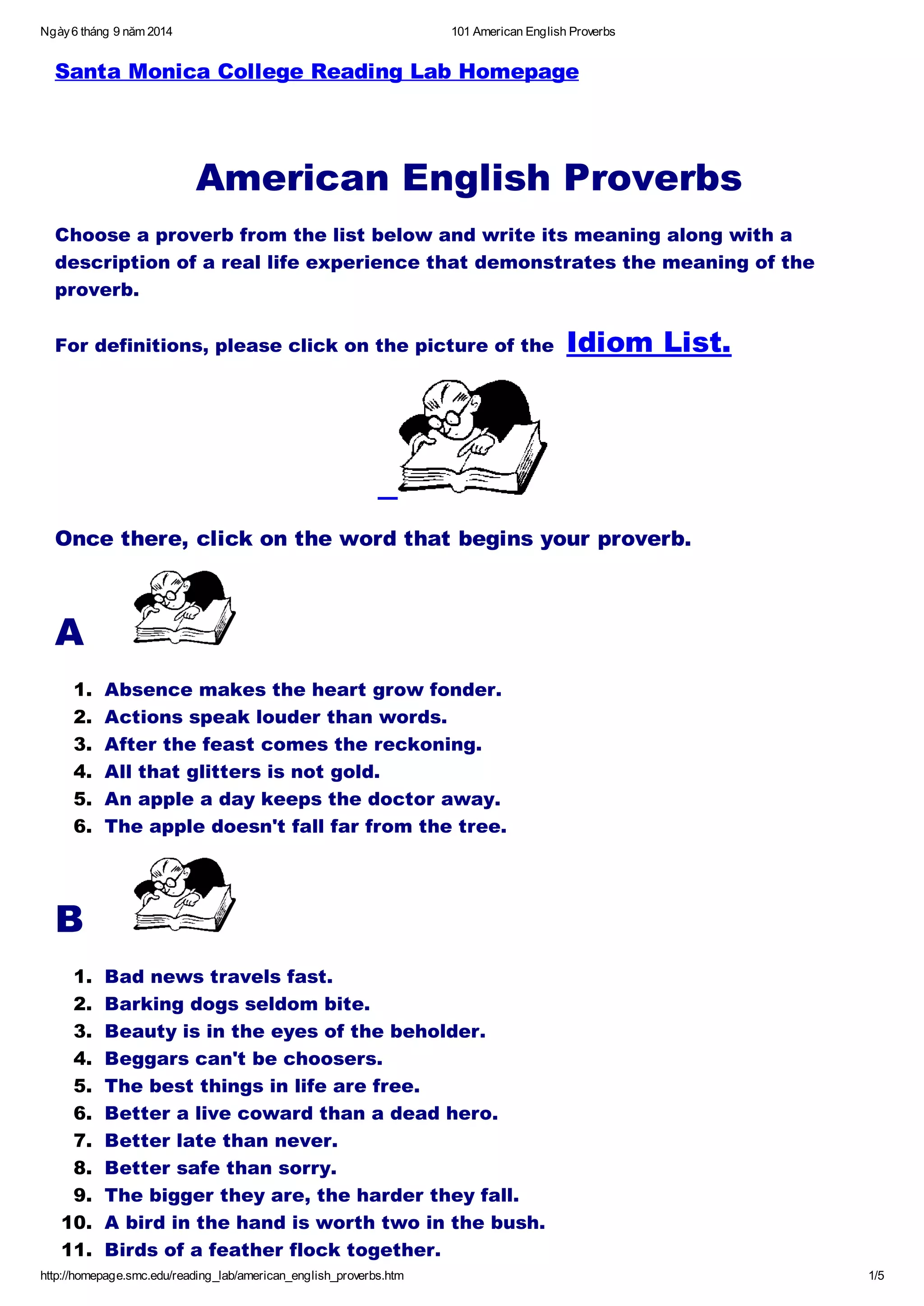 101 american english proverbs | PDF