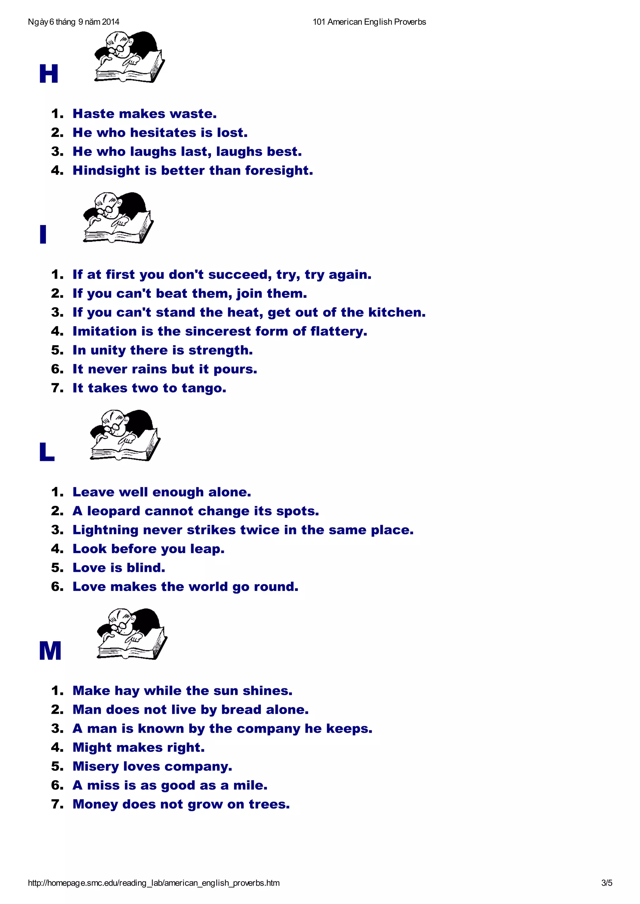 101 american english proverbs | PDF