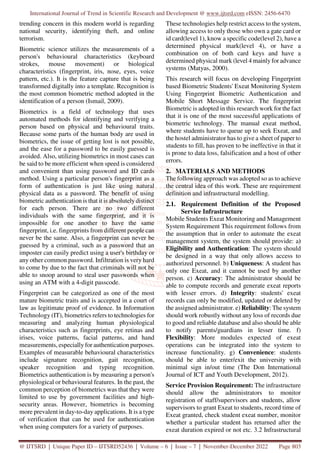 Biometric Based Human Recognition Systems for Institutions using Exeat Monitoring System | PDF