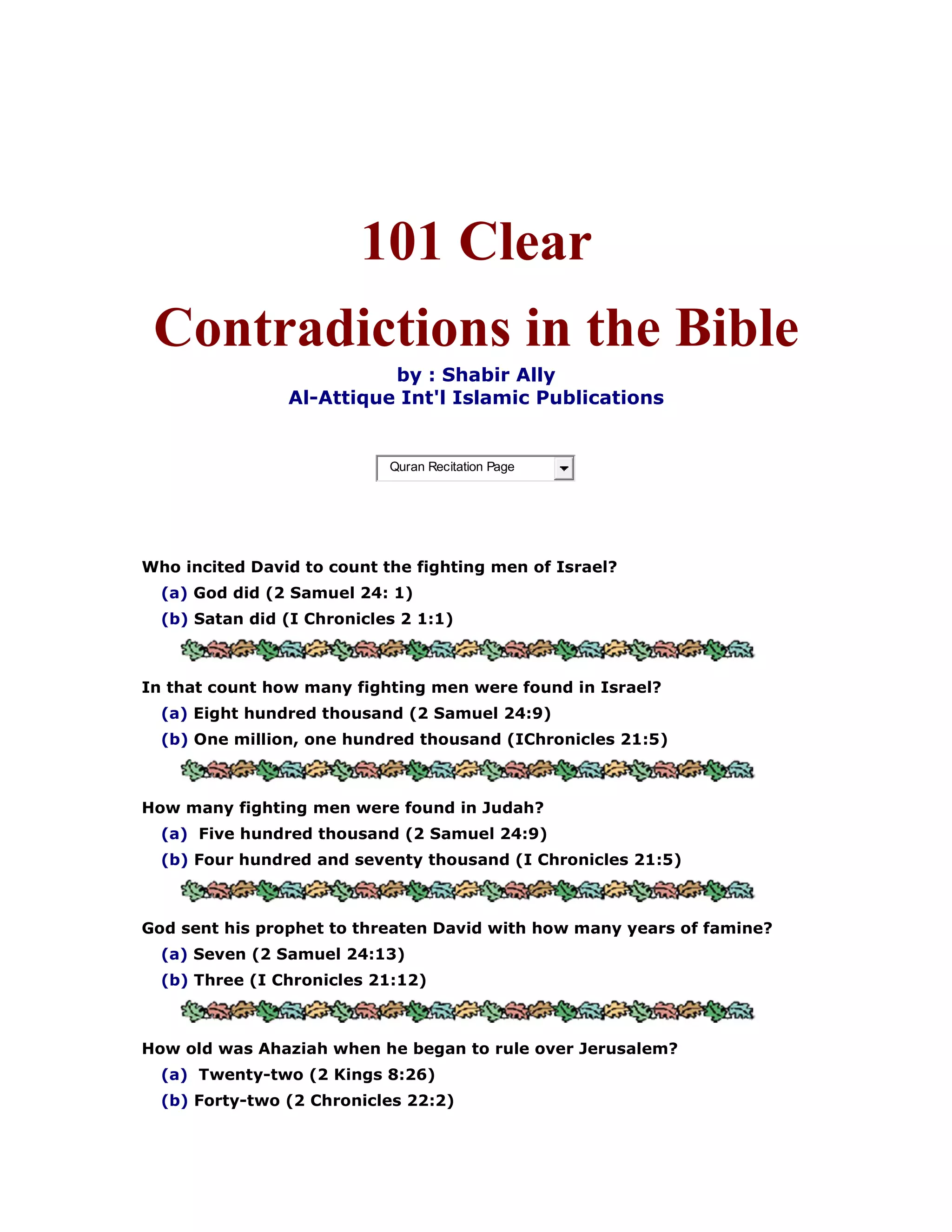 101 clear contradictions in the bible | PDF