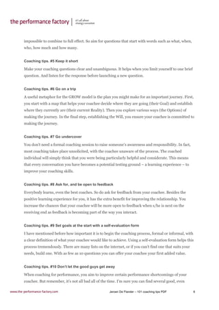101 coaching tips for great performance coaching pdf format | PDF