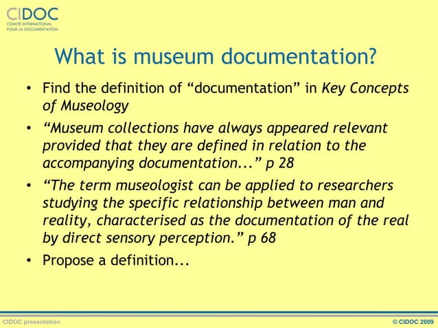 101 Introduction to Museum Documentation Part 1 | PPT | Professional ...