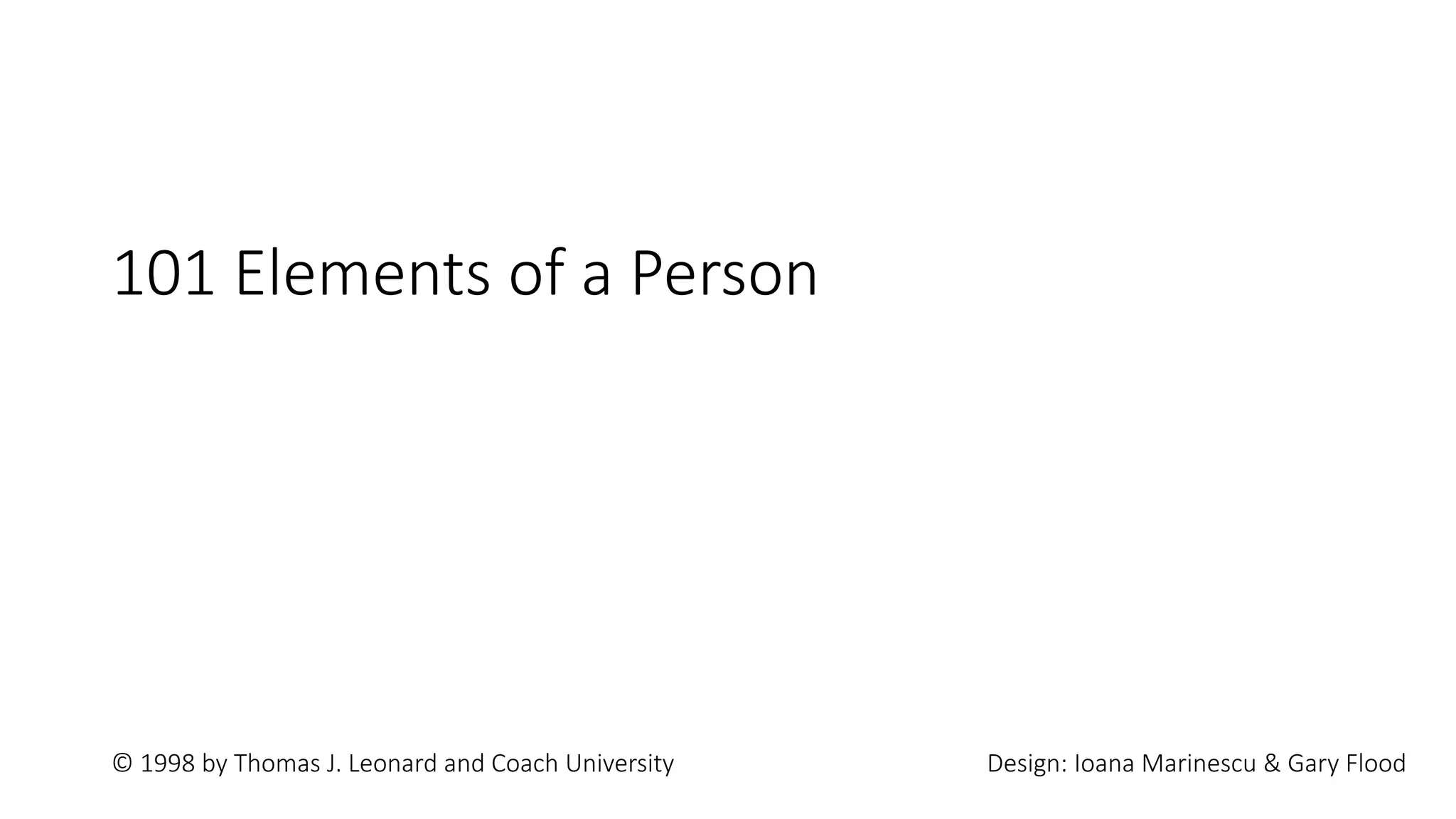 101 Elements of a Person - Virtual Coaching Tool | PPTX