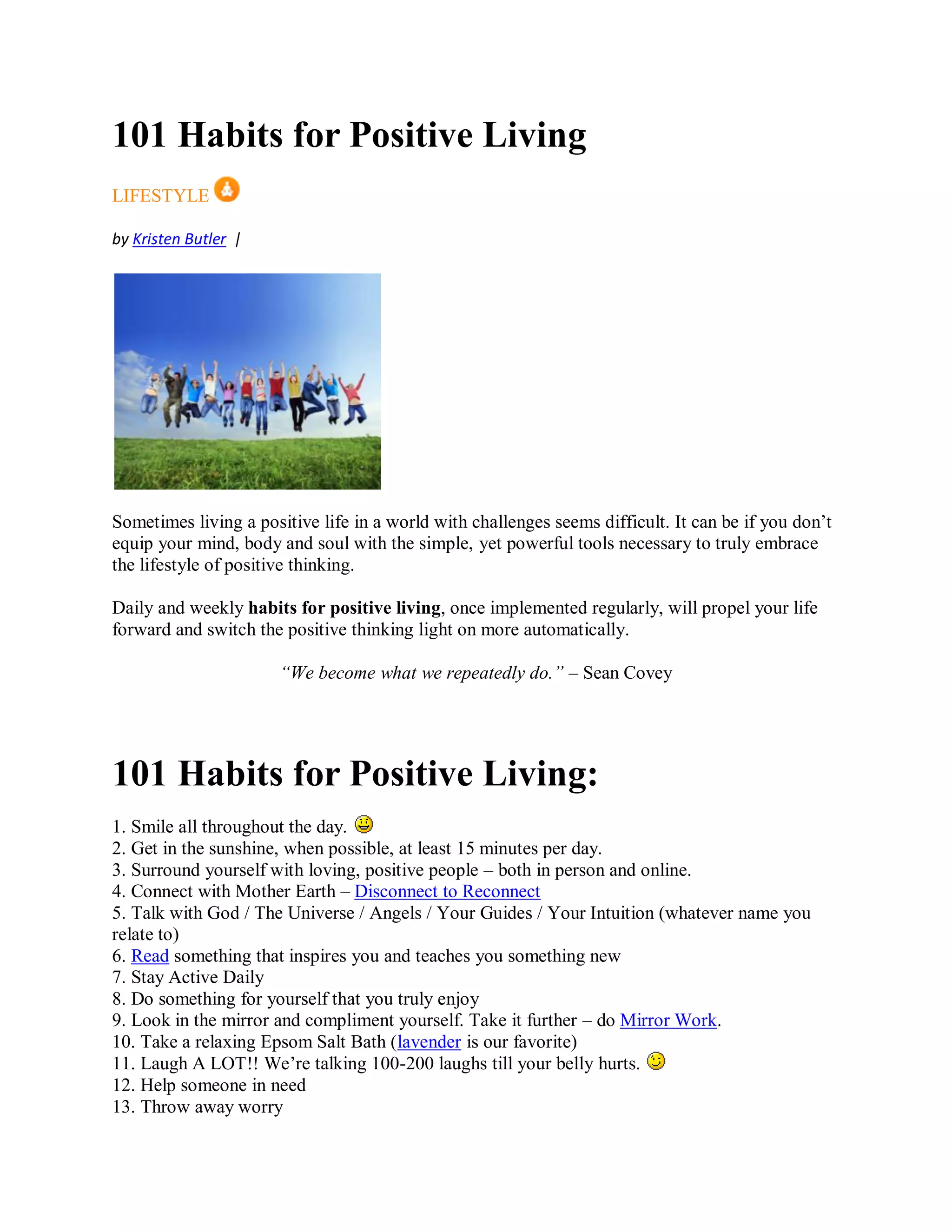101 Habits for Positive Living | PDF