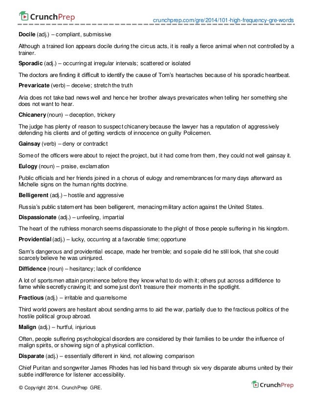 [Must Read] 101 High Frequency GRE Words