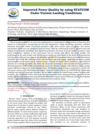 Improved Power Quality by using STATCOM Under Various Loading Conditions | PDF