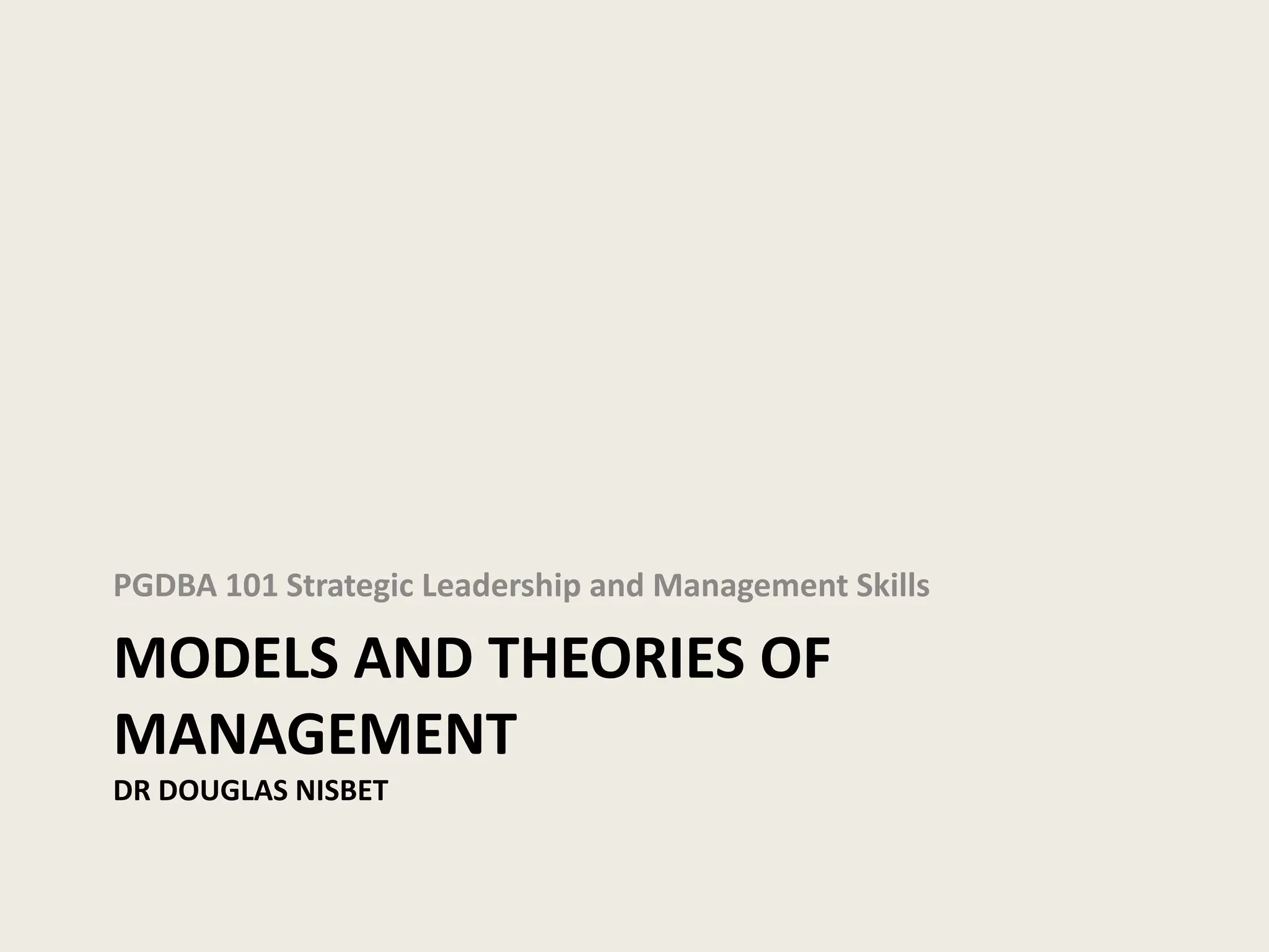 101 lect3 models_management | PPT