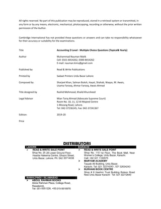 101 o level accounting paper 1 (topical & yearly) | PDF