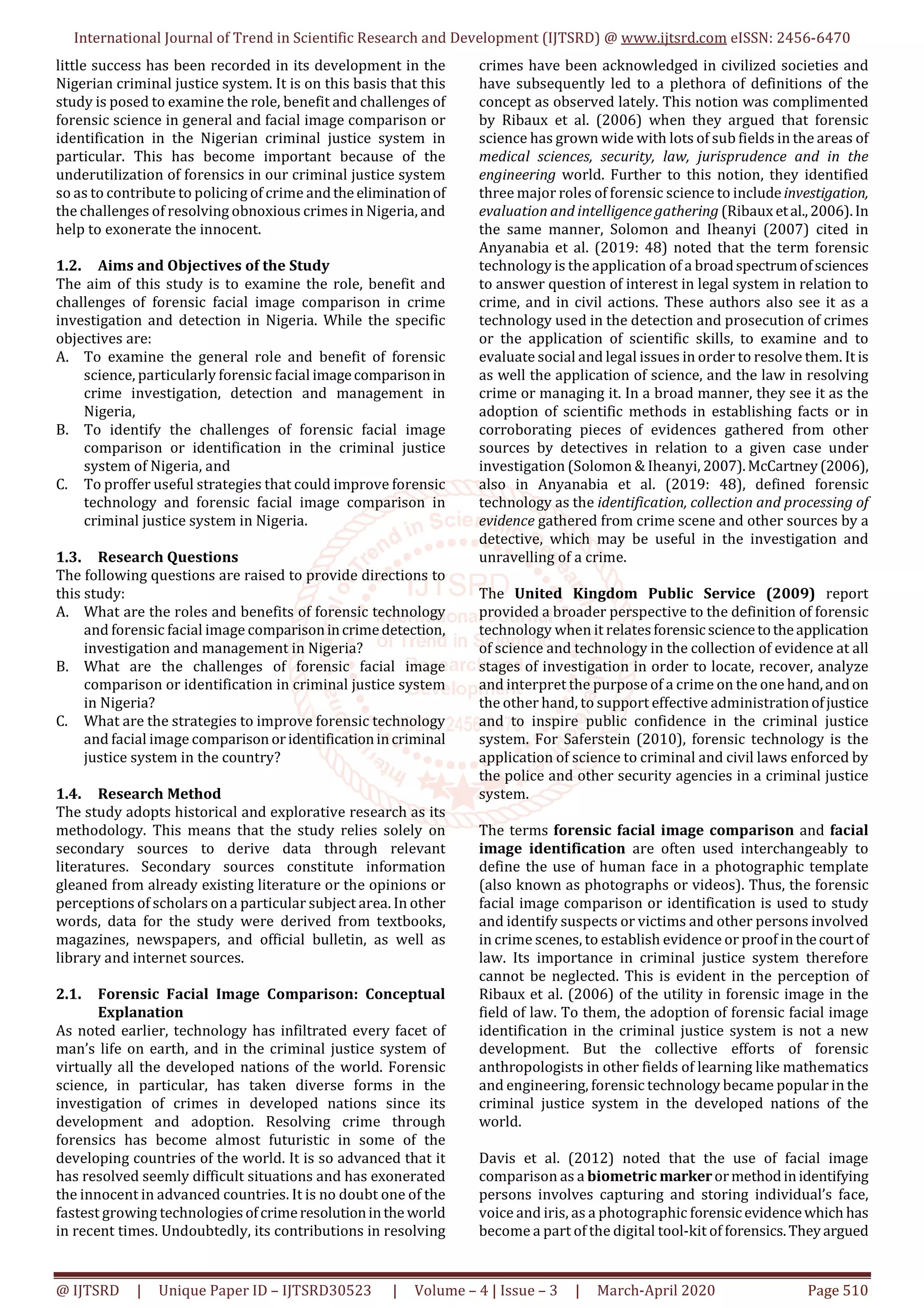 Roles, Benefits and Challenges of Forensic Facial Image Comparison and ...