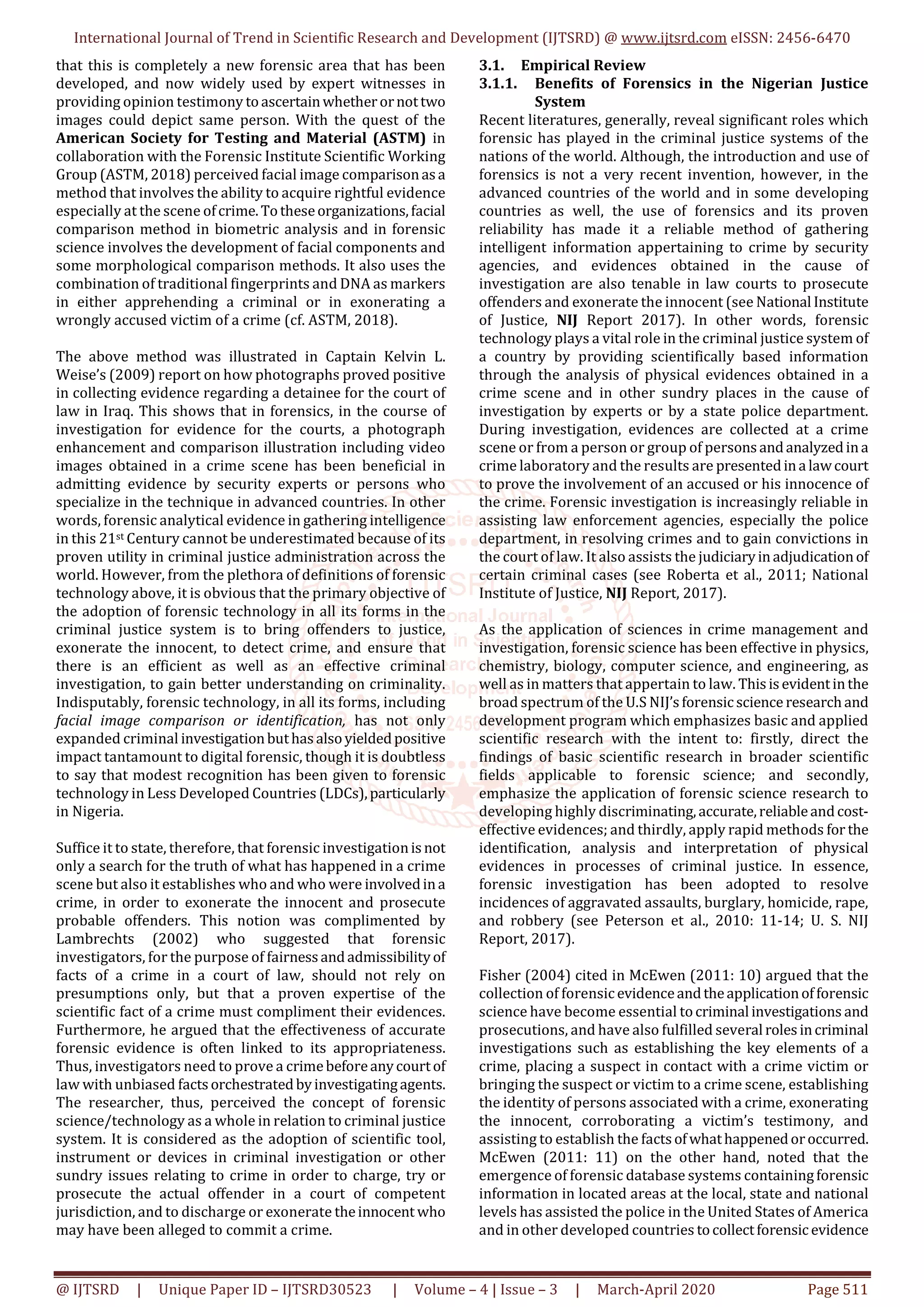 Roles, Benefits and Challenges of Forensic Facial Image Comparison and ...