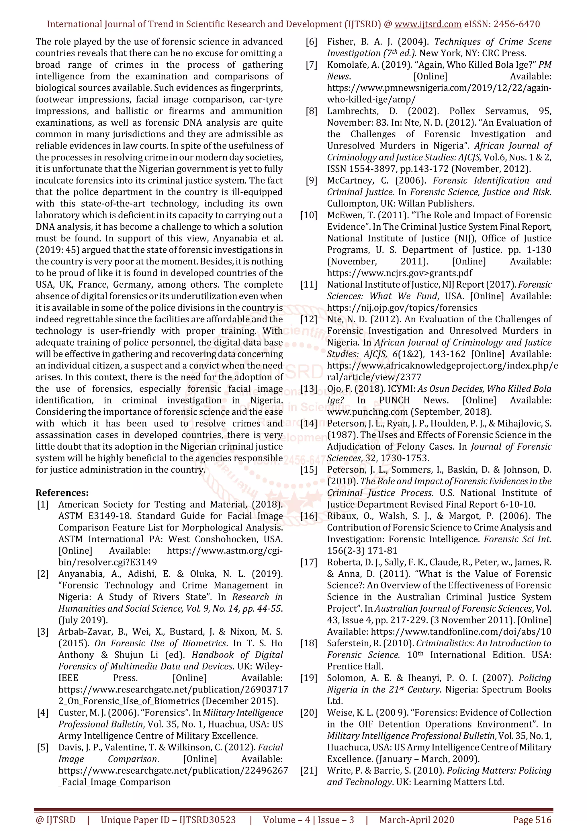 Roles, Benefits and Challenges of Forensic Facial Image Comparison and ...