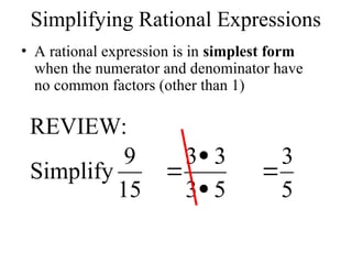 10_1 Simplifying Rational Expressions Trout 09.ppt