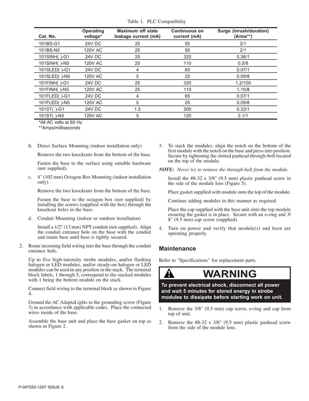 Edwards Signaling 101SINHG-G1 Installation Manual | PDF
