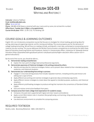 101 syllabus spring 20 | PDF