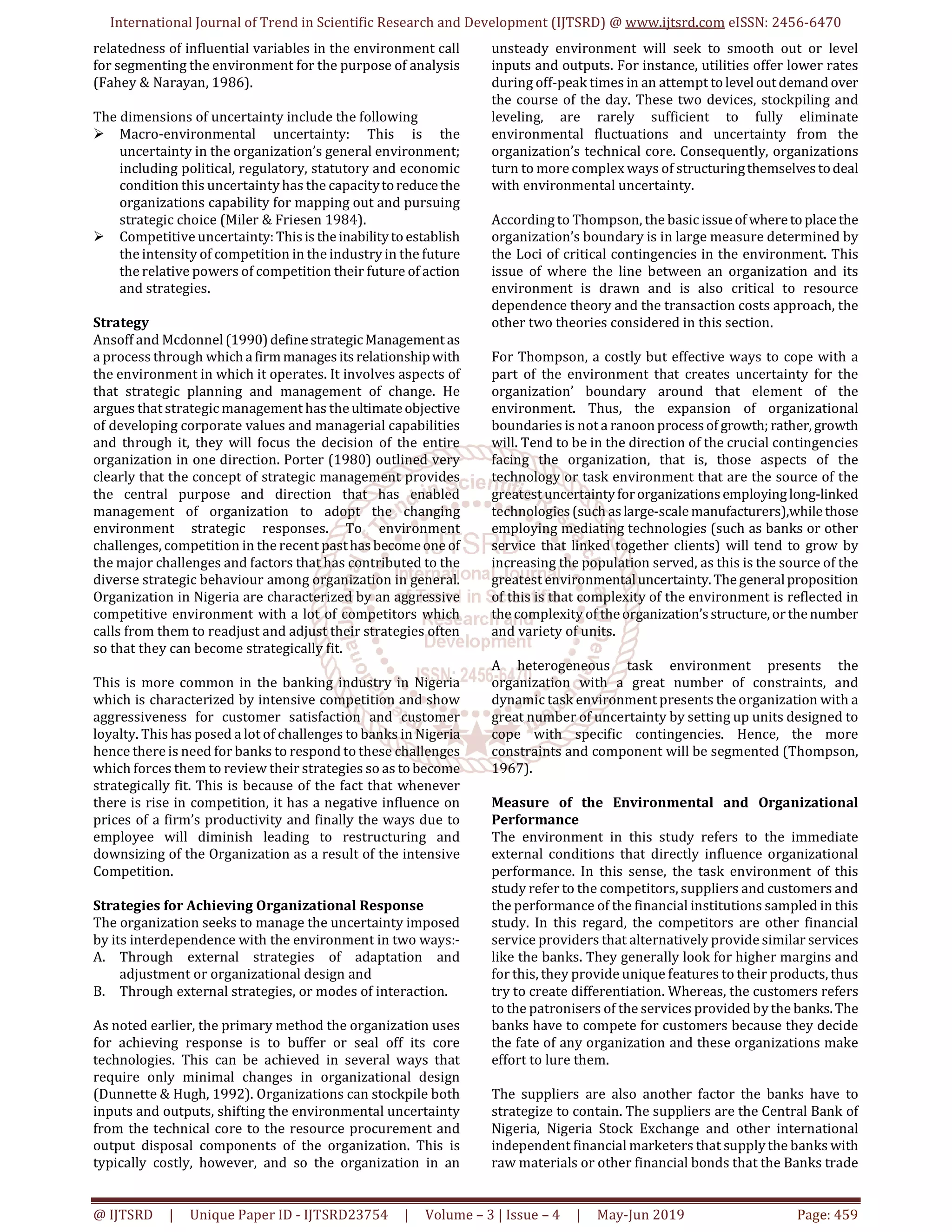 Task Environment and Organisational Responsiveness in Nigerian Banks | PDF | Green Solutions ...