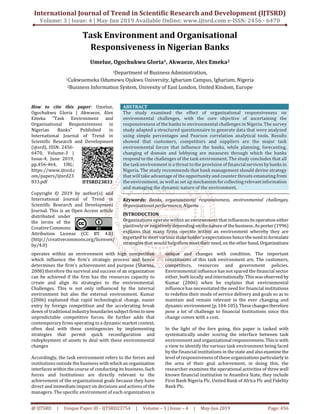Task Environment and Organisational Responsiveness in Nigerian Banks ...