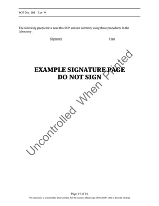 101v9 control of standard operating procedures and test methods | PDF