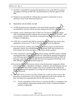 101v9 control of standard operating procedures and test methods | PDF