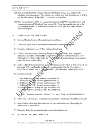 101v9 control of standard operating procedures and test methods | PDF