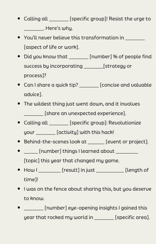 101 Viral Hook Ideas - You Never Knew You Needed | PDF