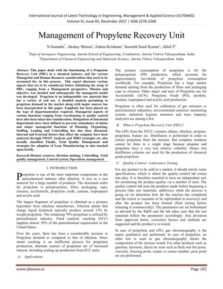 Management of Propylene Recovery Unit | PDF