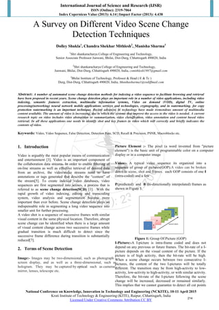 survey on Scene Detection Techniques on video | PDF