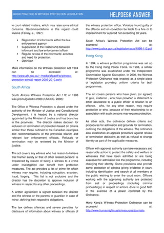 Good practice in witness protection legislation | PDF