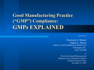 1_02.GMP GOOD MANUFACTURING PRACTICE ppt | PPT