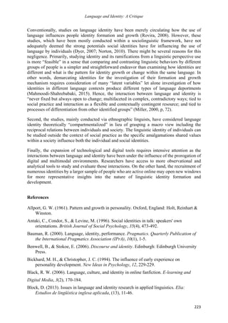 Language and Identity: A Critique | PDF