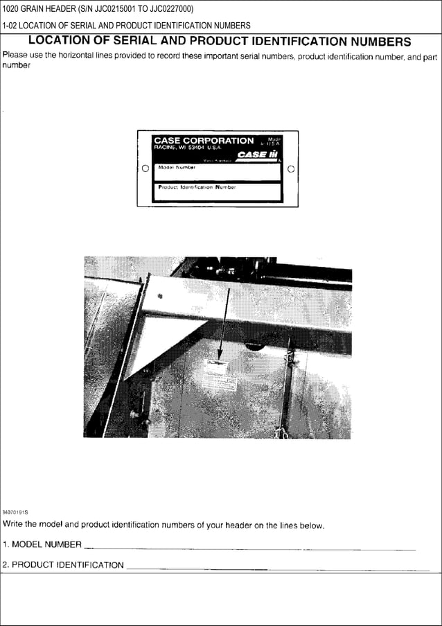 CASE 1020 Grain header | PDF
