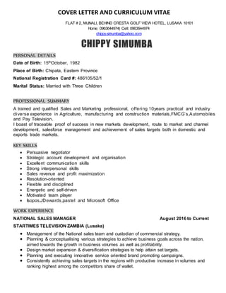 Sales Manager-Chippy Simumba | PDF