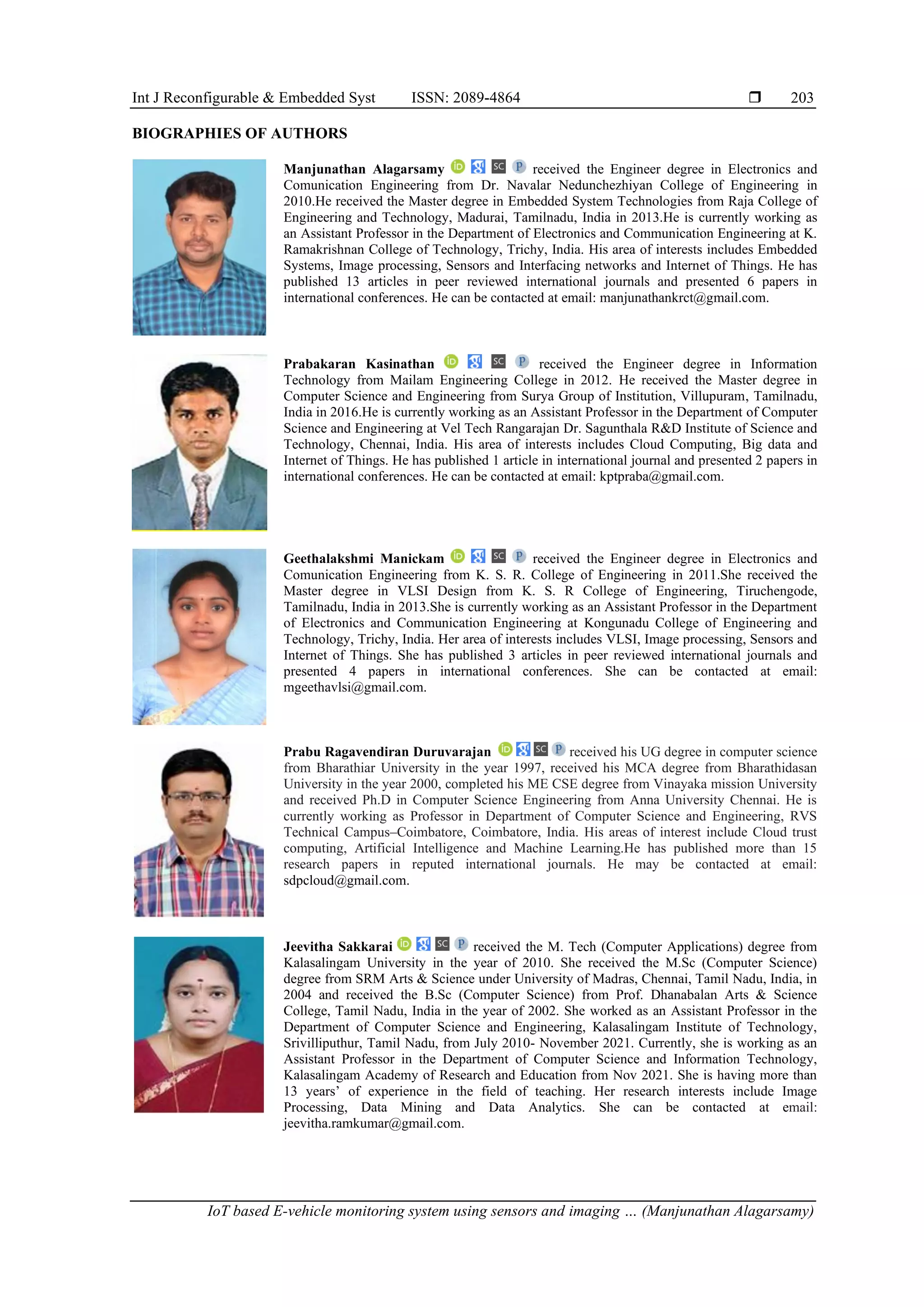 IoT based E-vehicle monitoring system using sensors and imaging processing algorithm | PDF
