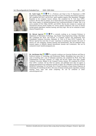 Emotion classification for musical data using deep learning techniques | PDF