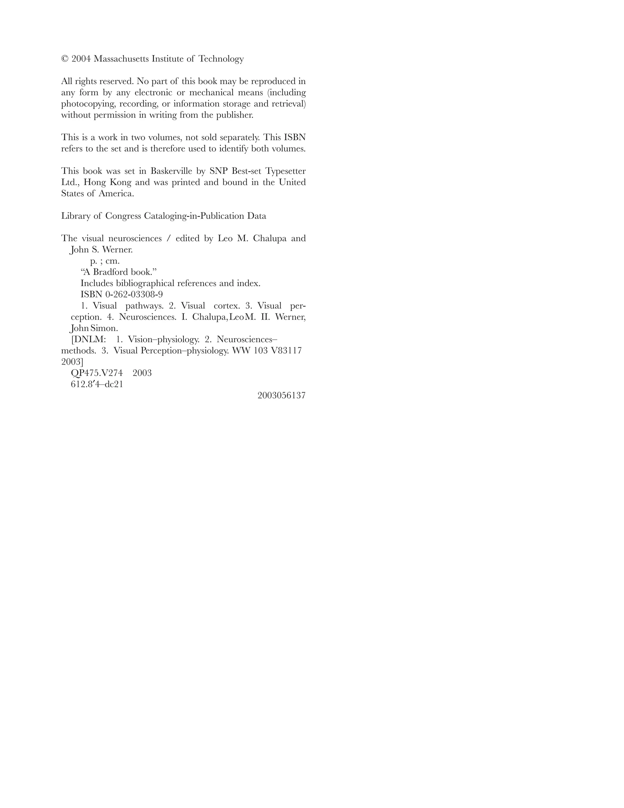 The Visual Neurosciences Chalupa Lm Werner Js Eds | PDF