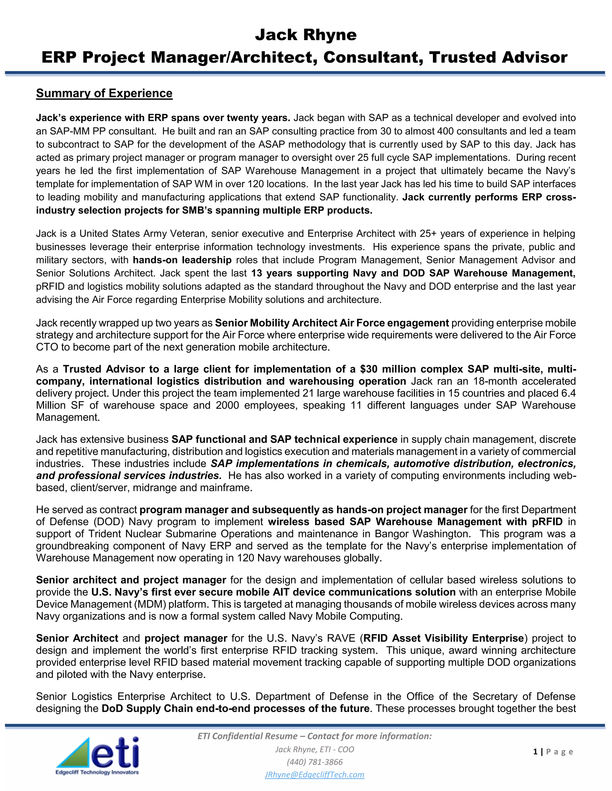 ETI ERP Resume Jack Rhyne | PDF
