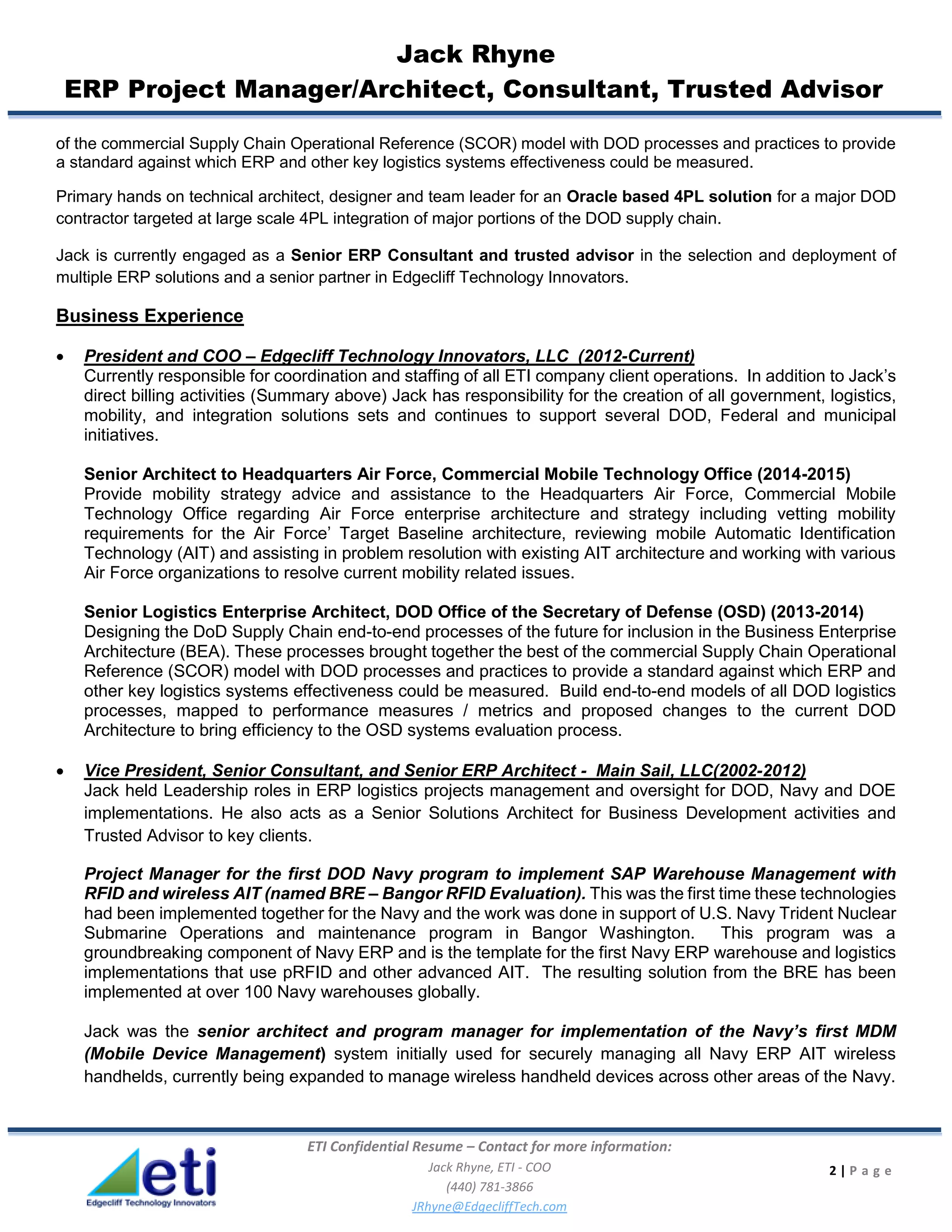 ETI ERP Resume Jack Rhyne | PDF