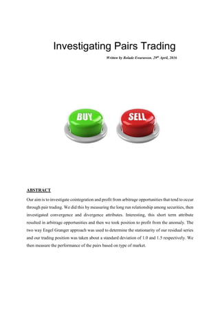 pairs trading | PDF | Stocks and Bonds | Personal Investing