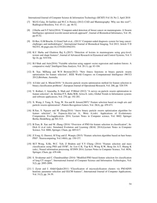 A MODIFIED BINARY PSO BASED FEATURE SELECTION FOR AUTOMATIC LESION DETECTION IN MAMMOGRAMS | PDF