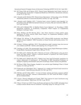 A MODIFIED BINARY PSO BASED FEATURE SELECTION FOR AUTOMATIC LESION DETECTION IN MAMMOGRAMS | PDF