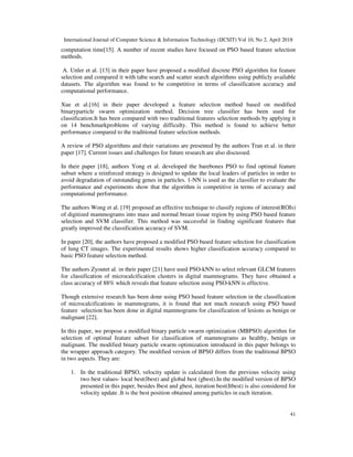 A MODIFIED BINARY PSO BASED FEATURE SELECTION FOR AUTOMATIC LESION DETECTION IN MAMMOGRAMS | PDF