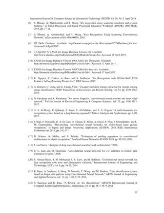 CONVOLUTIONAL NEURAL NETWORK BASED FEATURE EXTRACTION FOR IRIS RECOGNITION | PDF