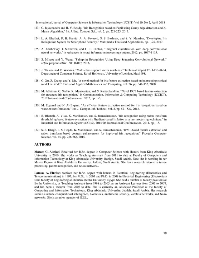 Convolutional Neural Network Based Feature Extraction For Iris Recognition Pdf