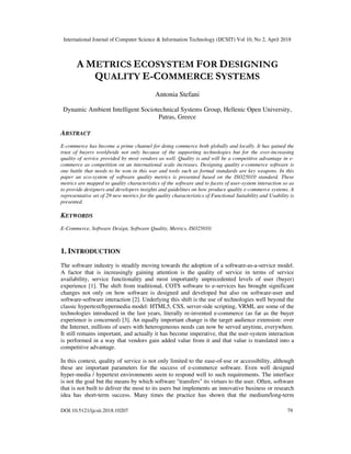 A METRICS ECOSYSTEM FOR DESIGNING QUALITY E-COMMERCE SYSTEMS | PDF