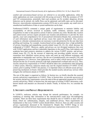 VANET SECURITY AND PRIVACY – AN OVERVIEW | PDF