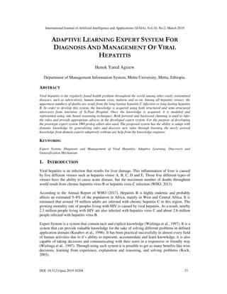 ADAPTIVE LEARNING EXPERT SYSTEM FOR DIAGNOSIS AND MANAGEMENT OF VIRAL HEPATITIS | PDF