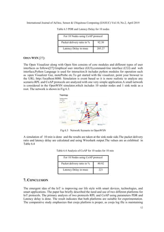 RPL AND COAP PROTOCOLS, EXPERIMENTAL ANALYSIS FOR IOT: A CASE STUDY | PDF