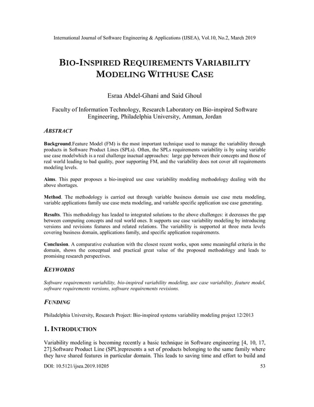 Bio-Inspired Requirements Variability Modeling with use Case | PDF