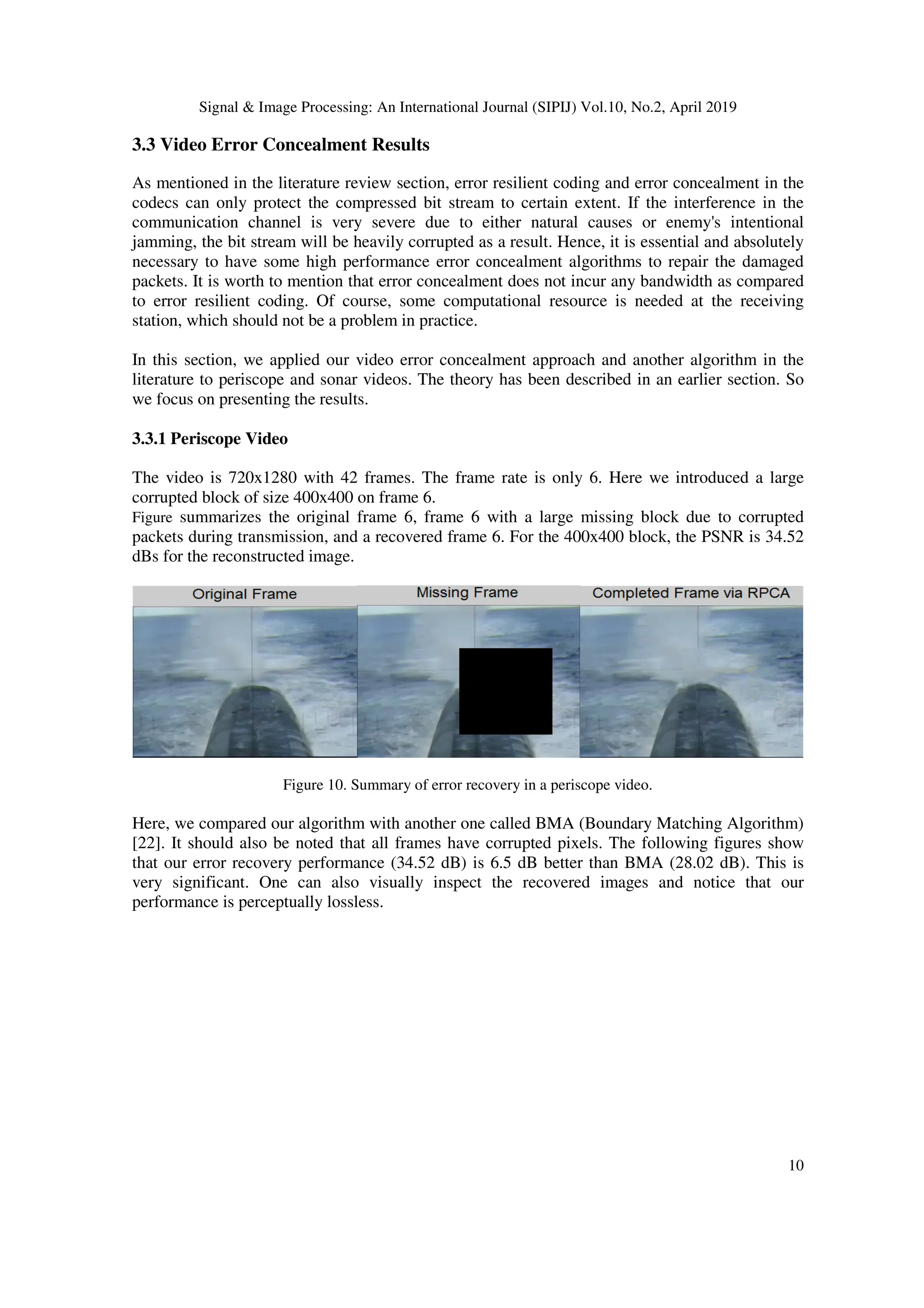 Perceptually Lossless Compression with Error Concealment for Periscope ...